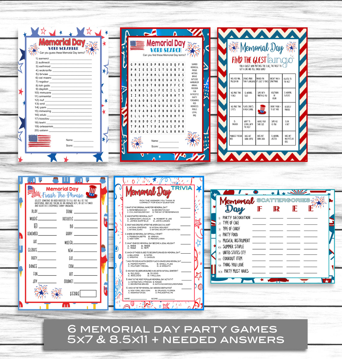 Memorial Day Games – Enjoymyprintables