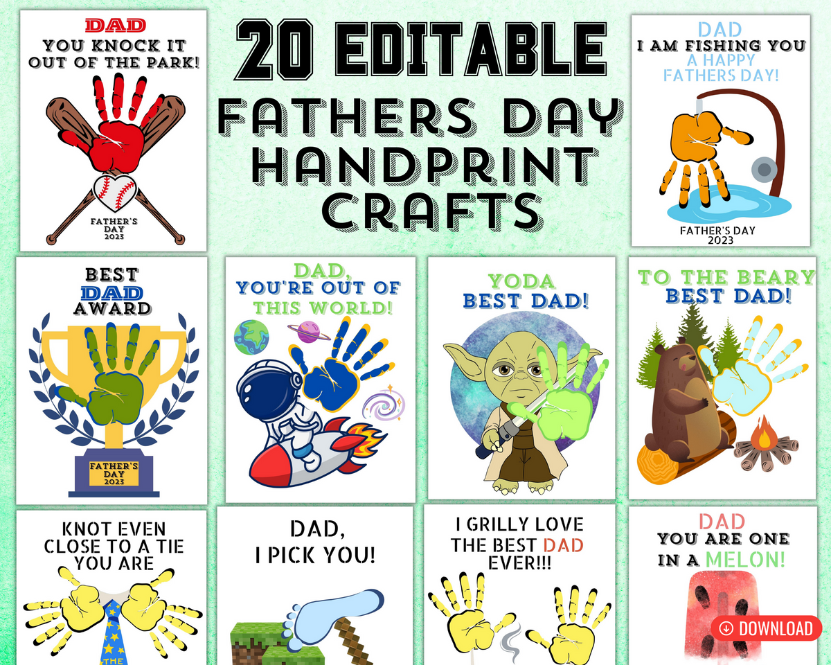 Editable Fathers Day Handprint Craft Art Gift from Son Daughter | Kids ...