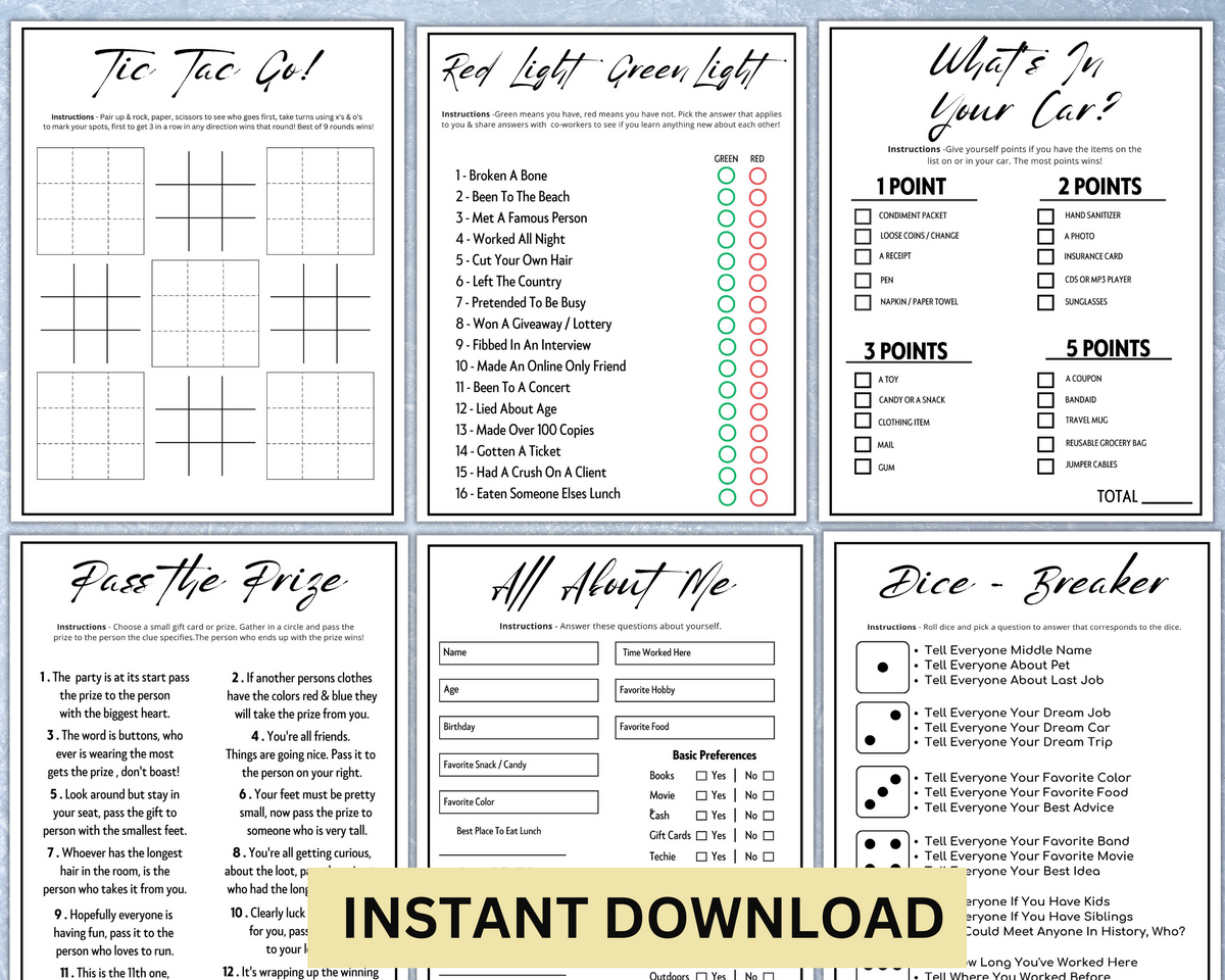 Printable Icebreaker Games | Social Group Activities Editable Template ...