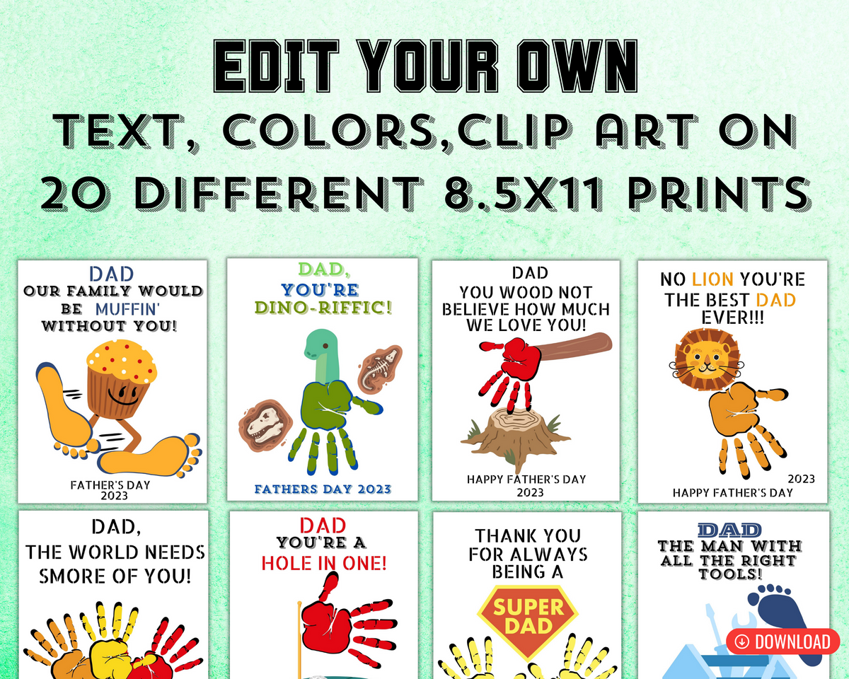 Editable Fathers Day Handprint Craft Art Gift from Son Daughter | Kids ...