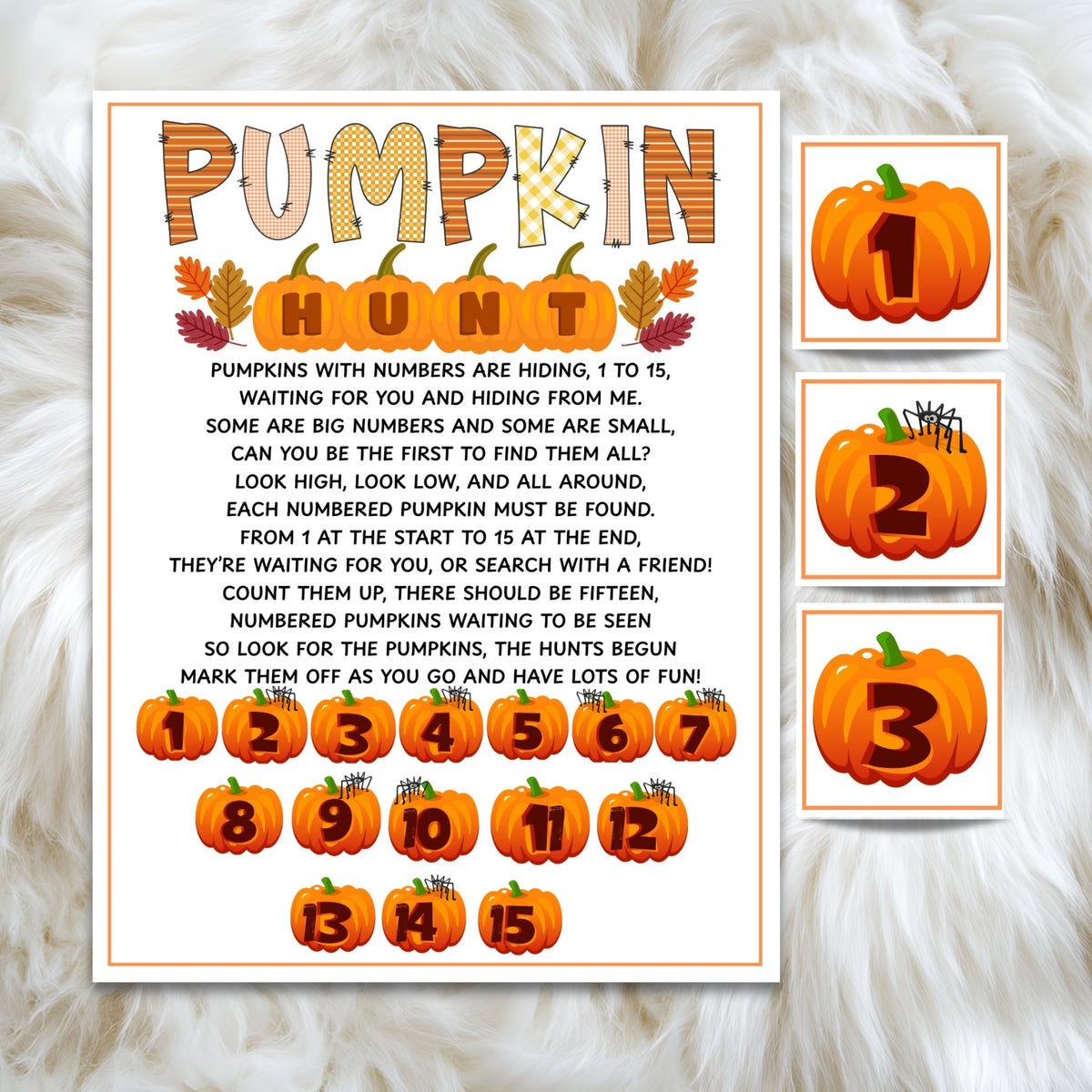 Pumpkin Fall Scavenger Hunt | Autumn Home Activity | Thanksgiving Game ...
