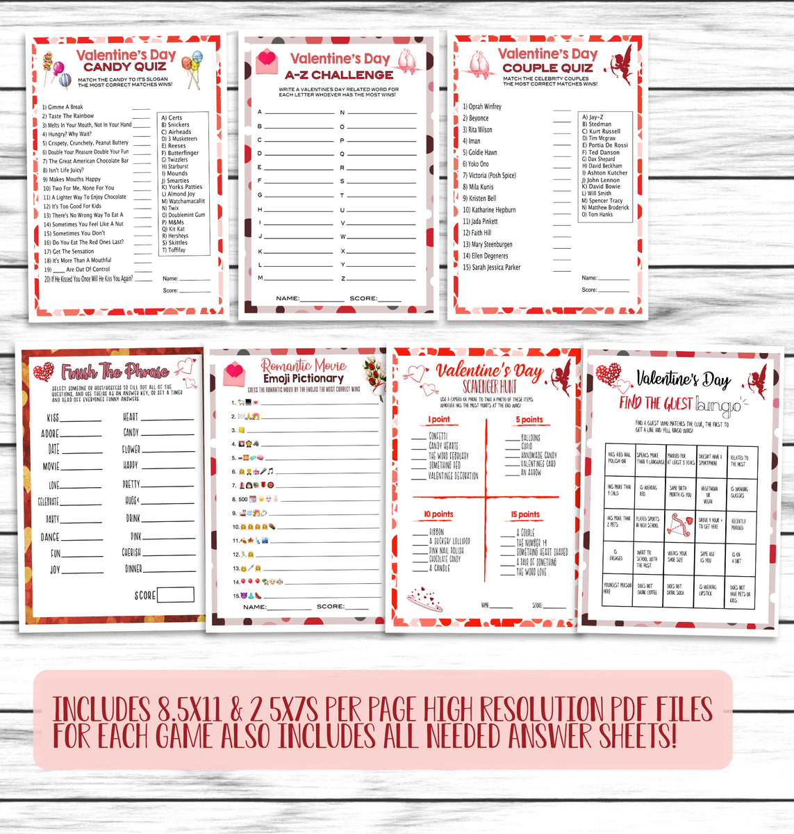 Valentines Day Party Family Game Set | Printable or Virtual Kids Adult ...