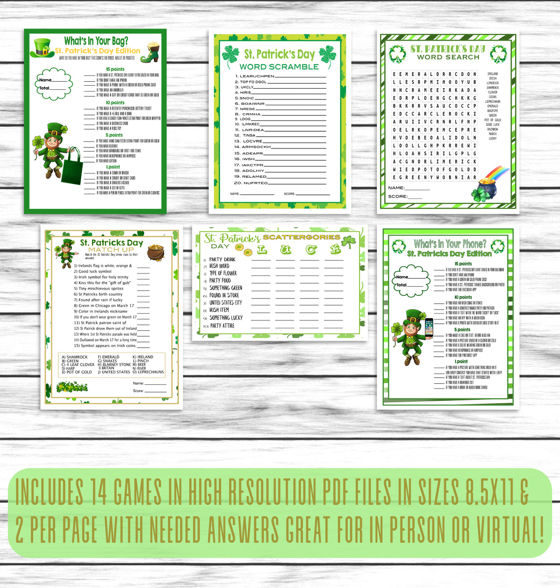 Printable Or Virtual 14 St Patricks Day Party Games Bundle | Decoratio ...