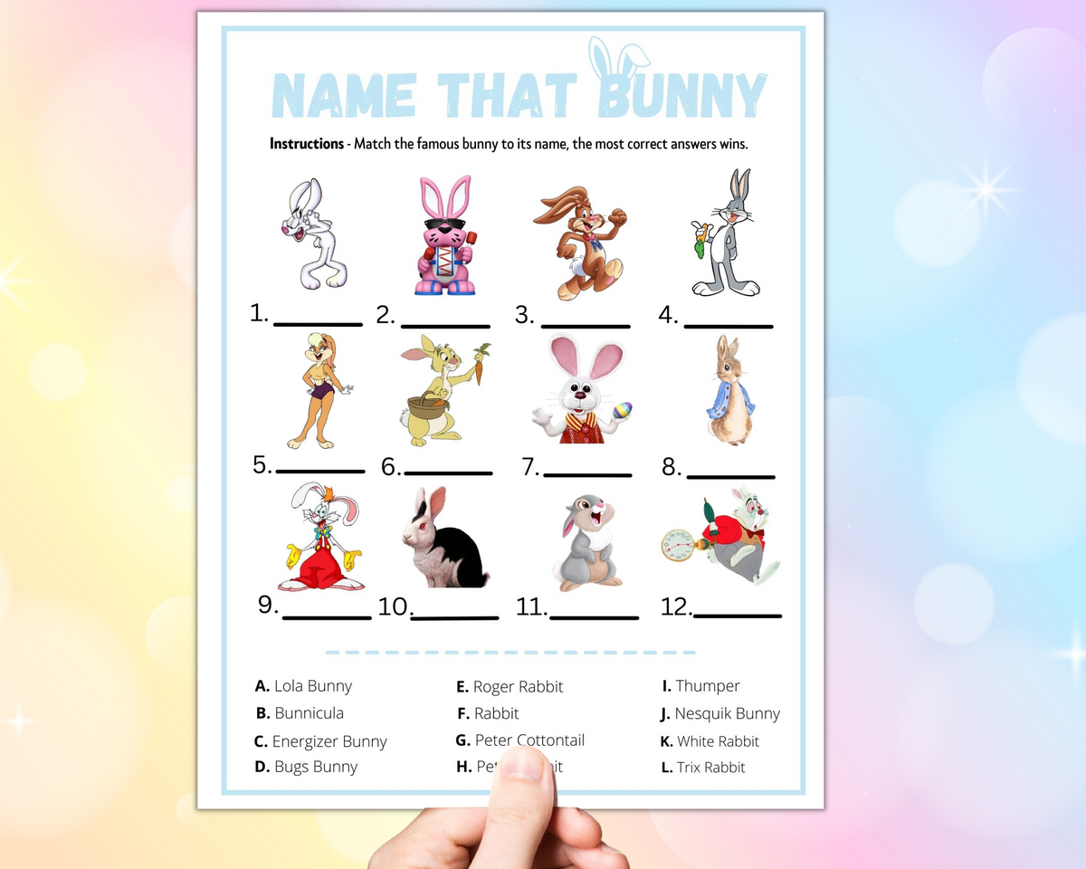 Easter Printable Name Famous Bunny Game | Adults Kids Idea | Fun Famil ...