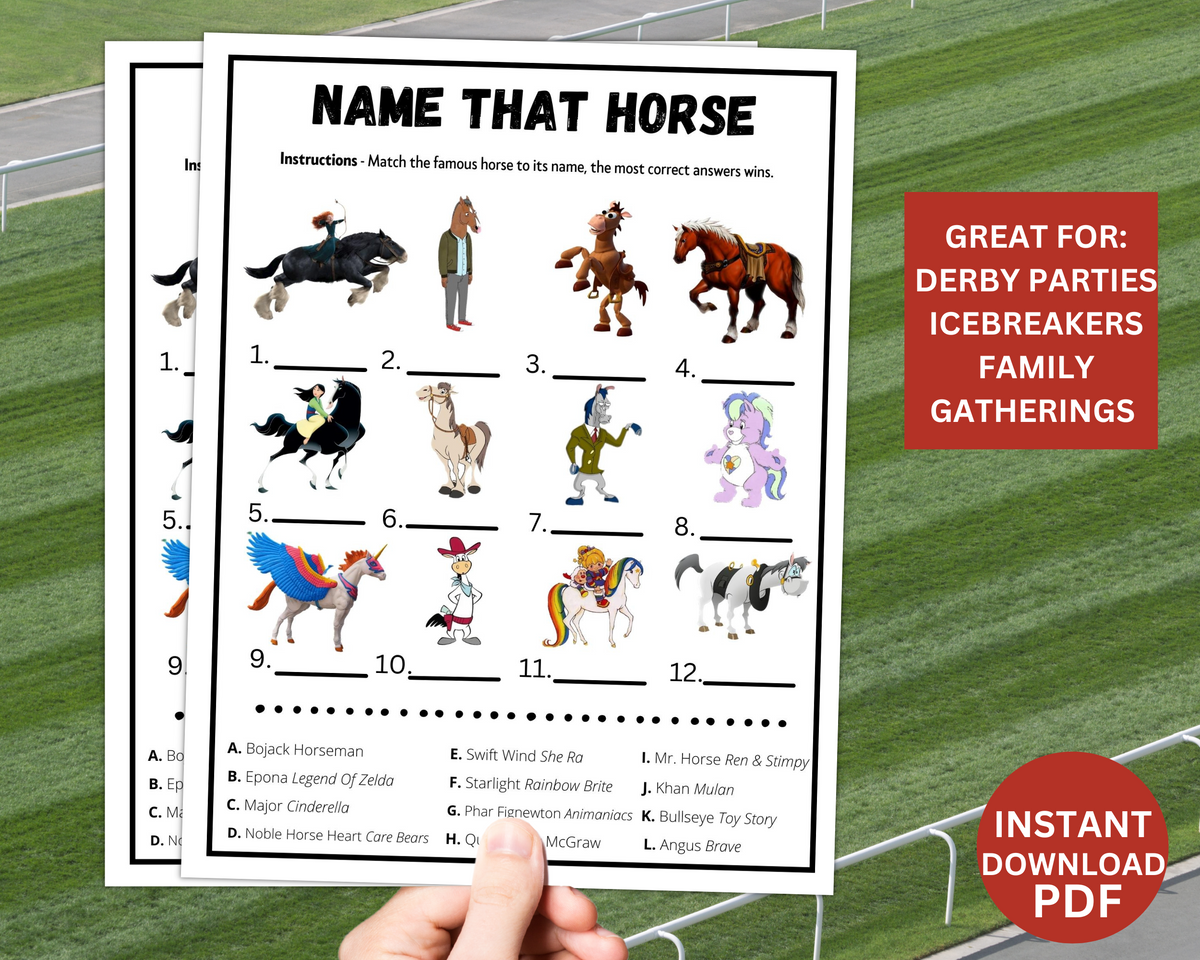 Kentucky Derby Name That Horse Trivia Game | Derby Party Game For Adul ...
