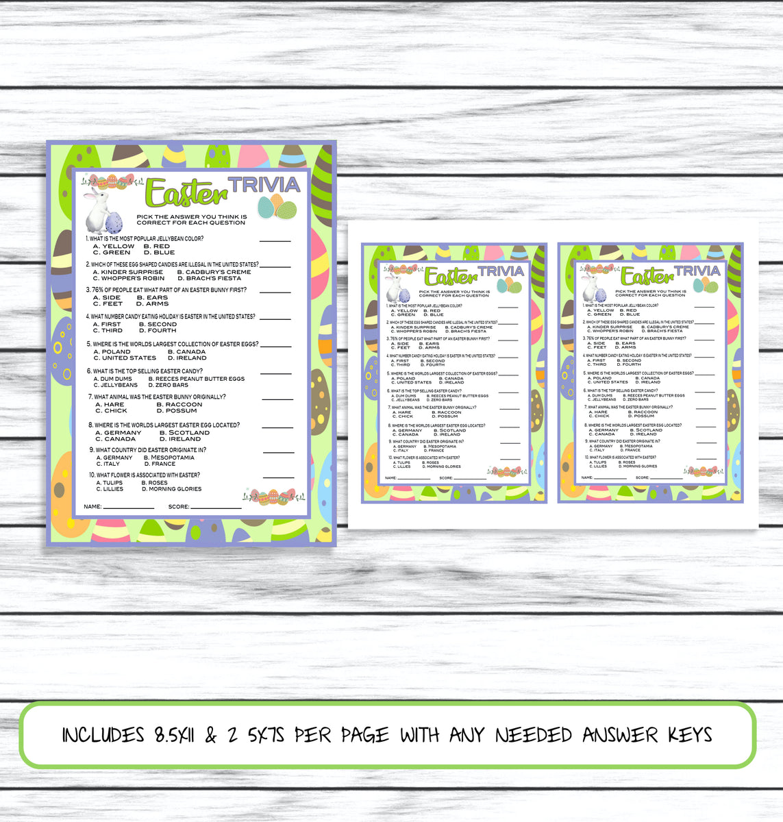 Printable Or Virtual Easter Trivia Game, Easter Party Decor, Easter Di ...