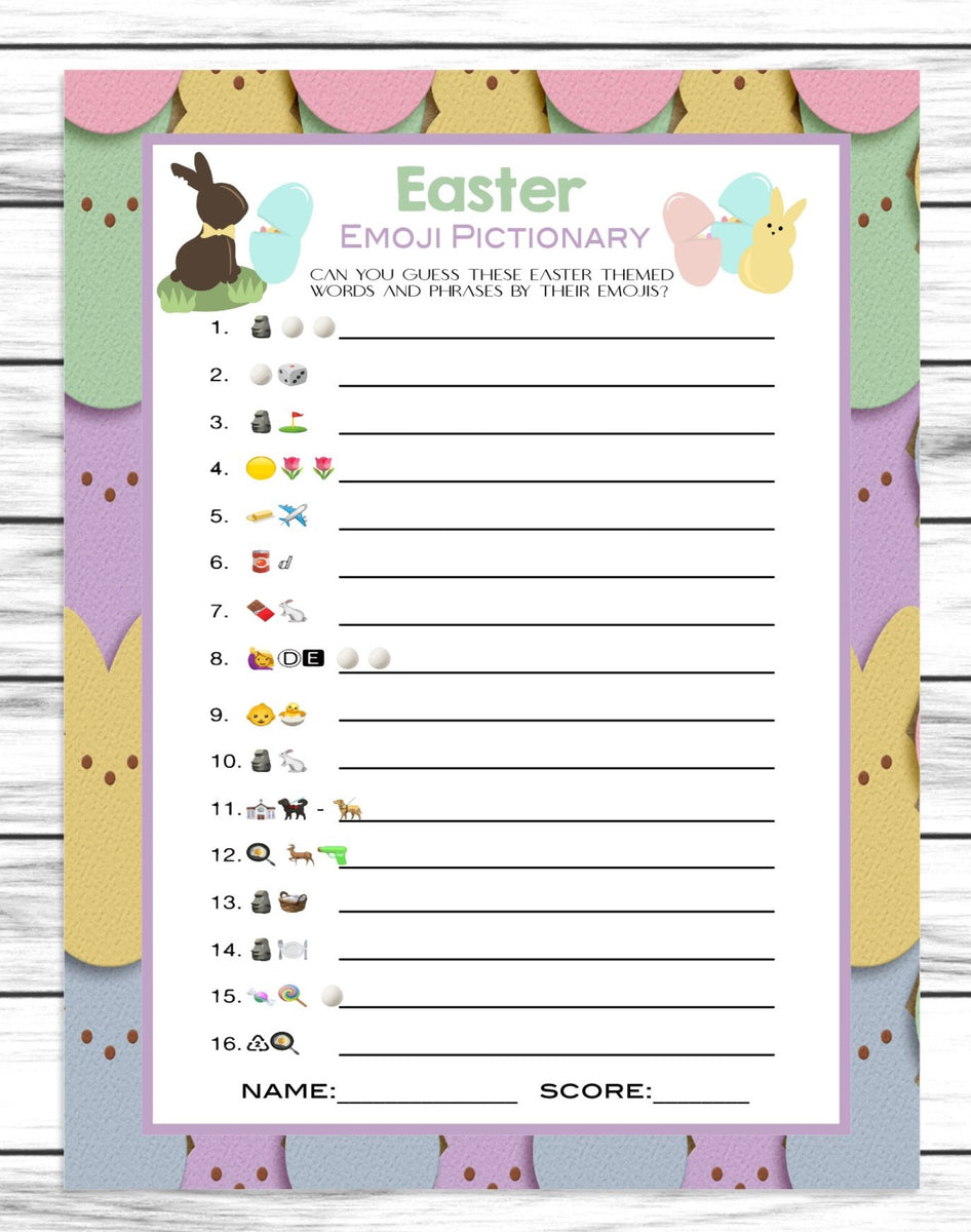 Easter Emoji Pictionary Game, Printable Or Virtual Easter Kids Activit ...