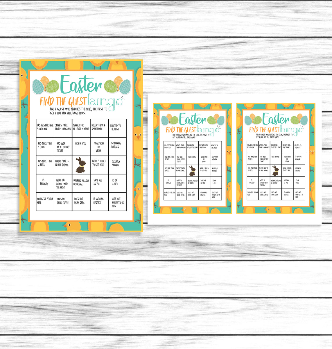 Easter Find The Guest Bingo, Printable Or Virtual Easter Party Game, I ...