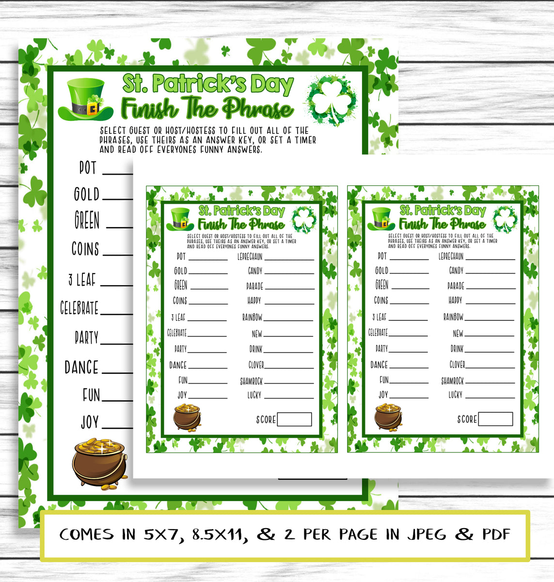 Printable Or Virtual St Patricks Day Party Games Bundle | For Adults K ...