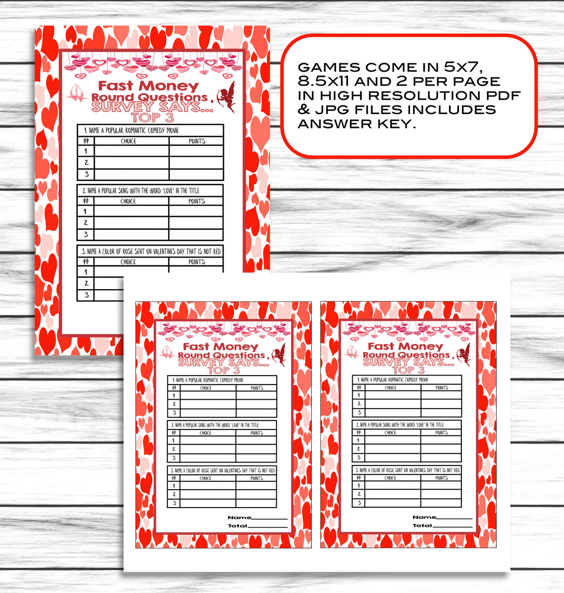 Valentines Day Family Feud Printable Or Virtual Game, Kids Adults Acti ...