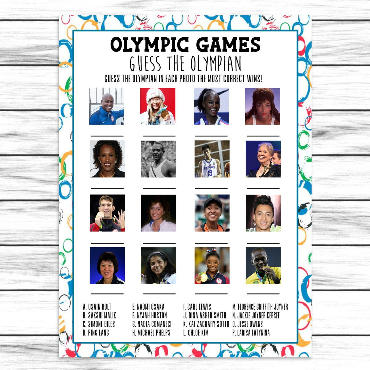Olympics Athlete Quiz Game, Printable or Virtual Olympics Activity She ...