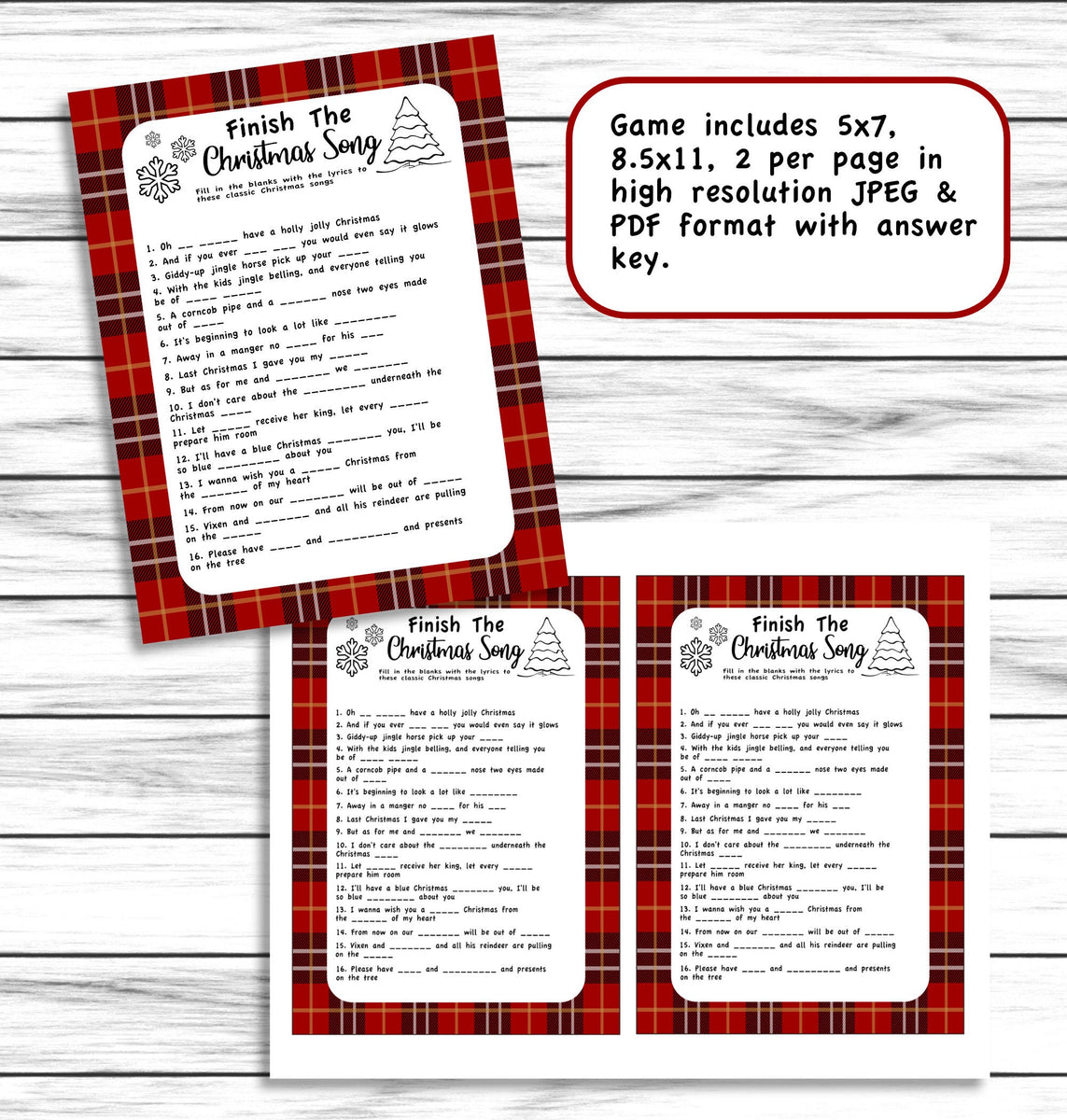 Finish The Song Christmas Game, Christmas Songs, Christmas Party Game ...