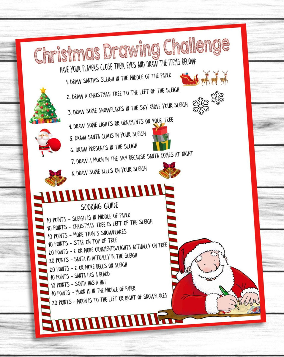 Christmas Game, Drawing Challenge, Christmas Party Game, Xmas Party Ac ...