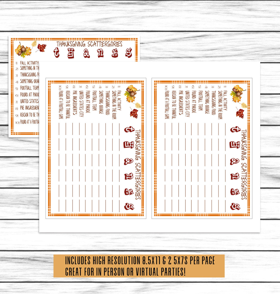 Thanksgiving Scattergories Word Game, Printable Or Virtual Turkey Day ...