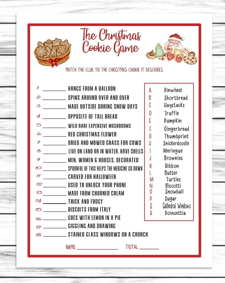 Christmas Cookie Trivia Game, Printable Or Virtual Holiday Party Game ...