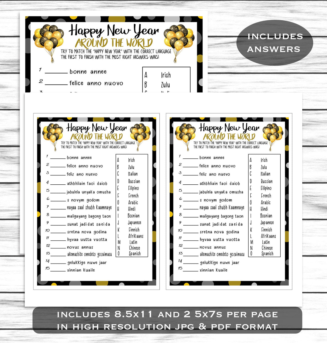 New Years Trivia Quiz Game, Printable Or Virtual Holiday Party Game Fo ...