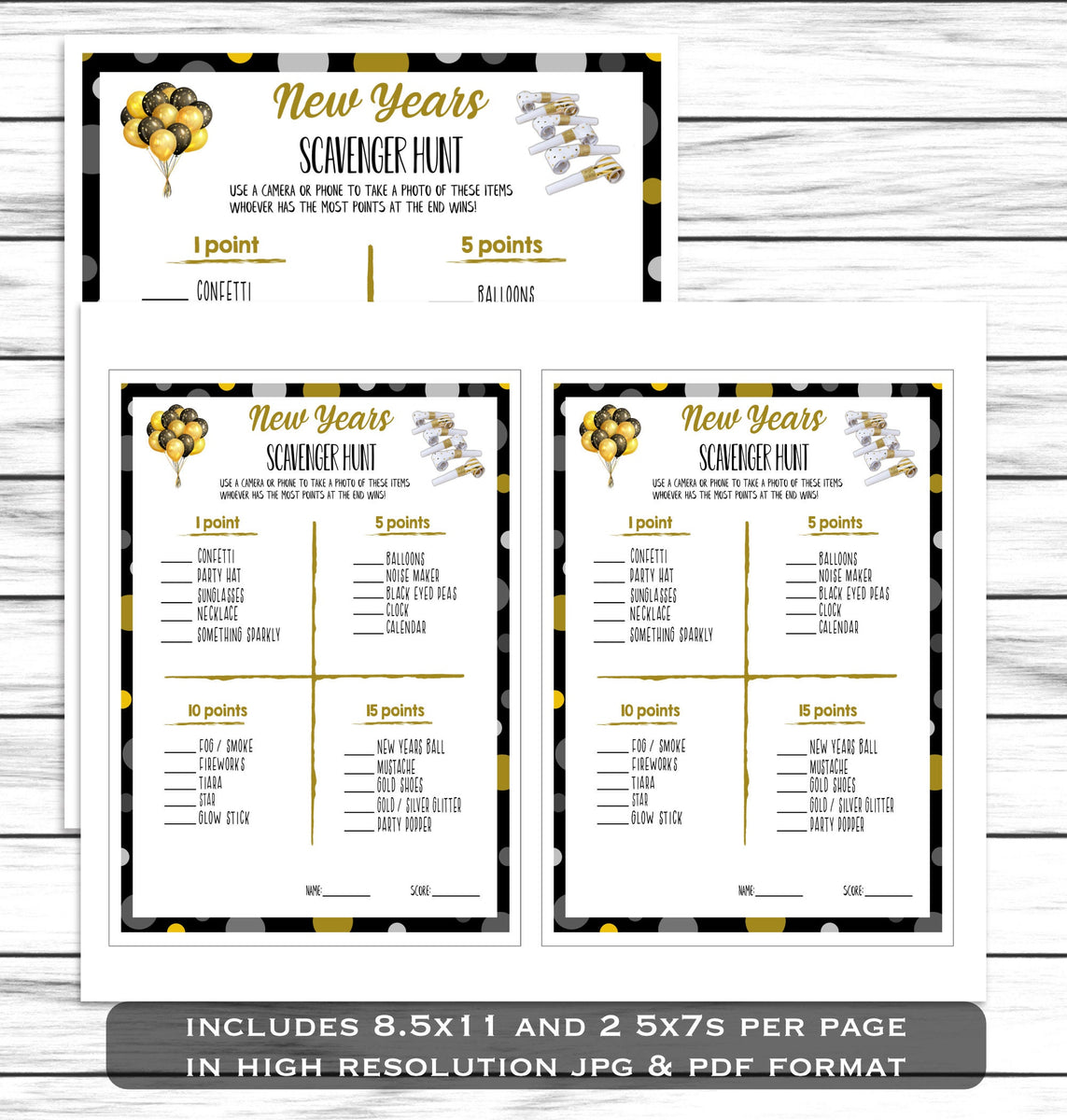 New Years Scavenger Hunt Game, Printable Or Virtual Holiday Party Game ...