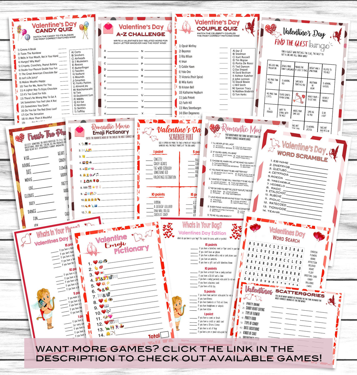 Valentines Day Word Search Game, Virtual Or Printable V-Day Party Game ...