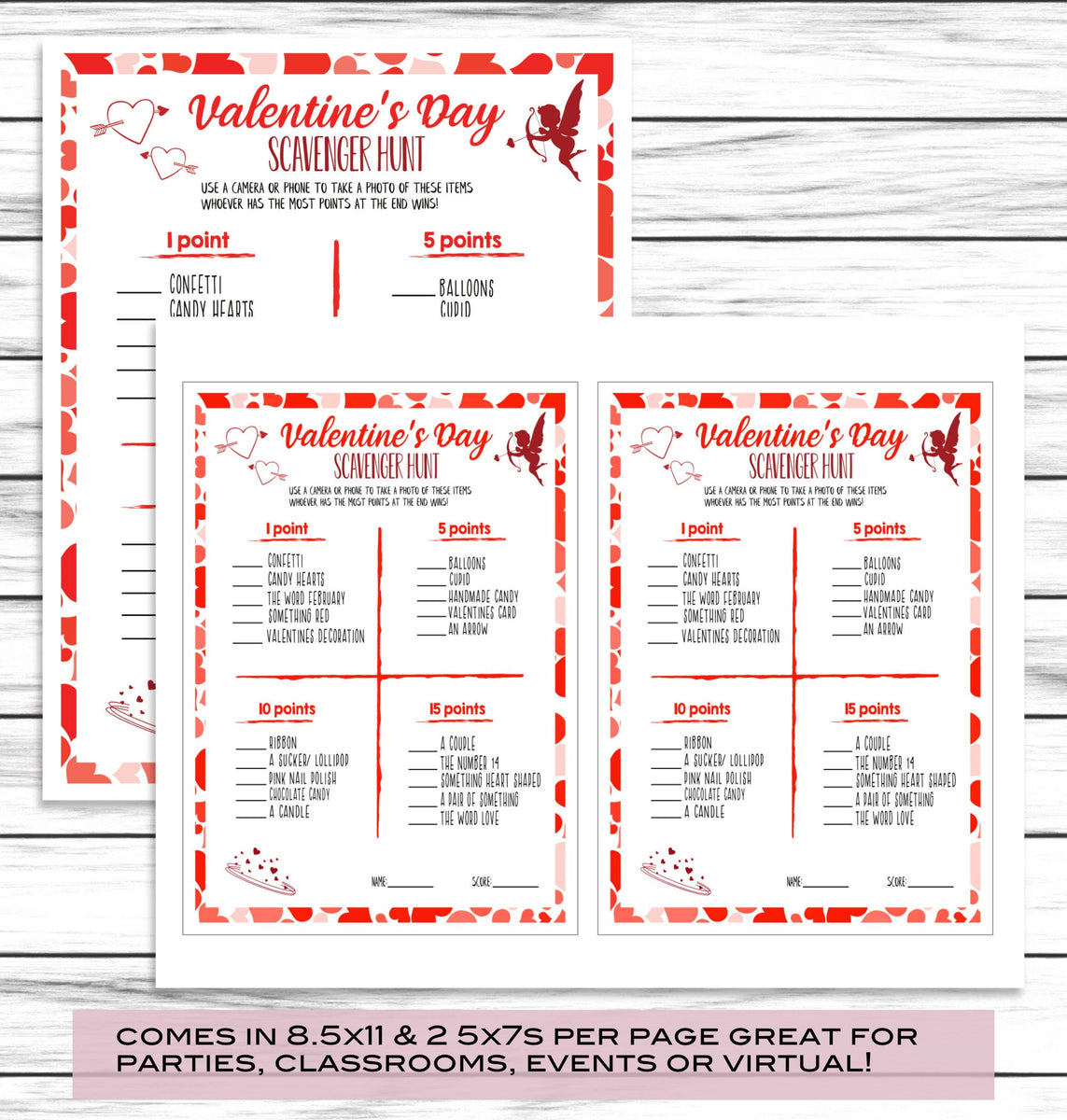 Valentines Day Scavenger Hunt Game, Virtual Or Printable V-Day Party G ...