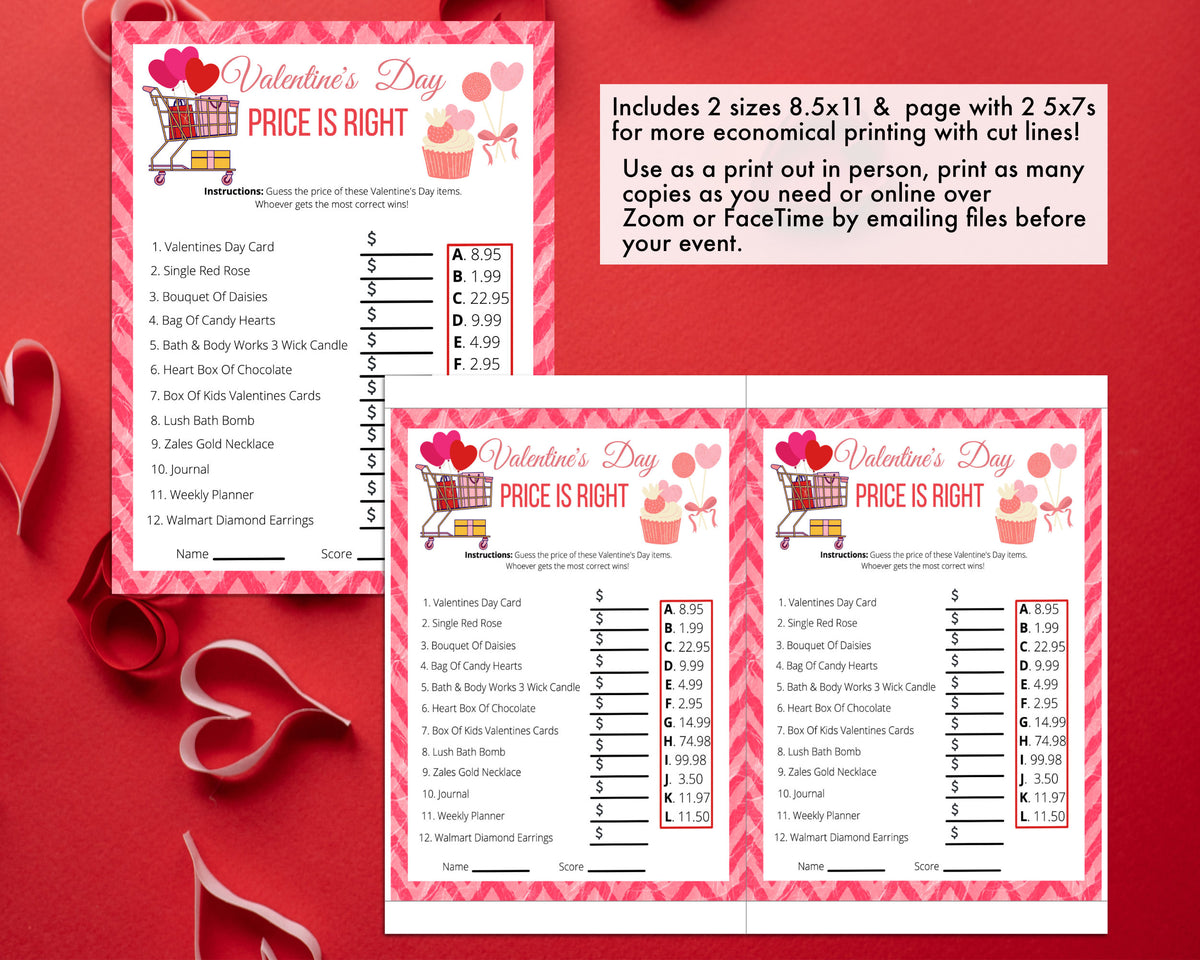 Valentines Day Fun Price Is Right Game -Classroom Office Party Game Fo ...