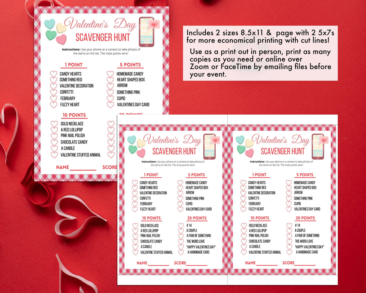 Valentines Scavenger Hunt Game -Classroom Office Valentines Day Party ...