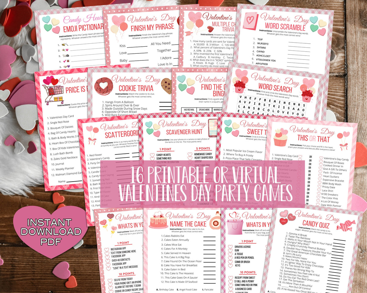 Valentines Day 16 Fun Party Games Bundle -Classroom Office Party Game ...