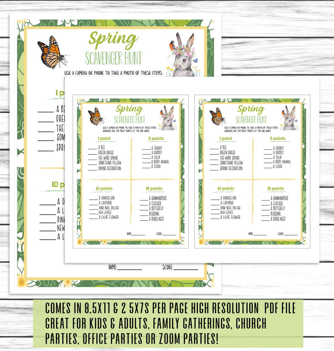 Spring Party Scavenger Hunt, Kids Or Adults Spring Printable Or Virtua ...