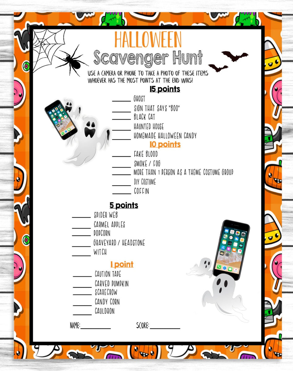 Halloween Scavenger Hunt Costume Party Game, Printable Or Virtual Kids ...