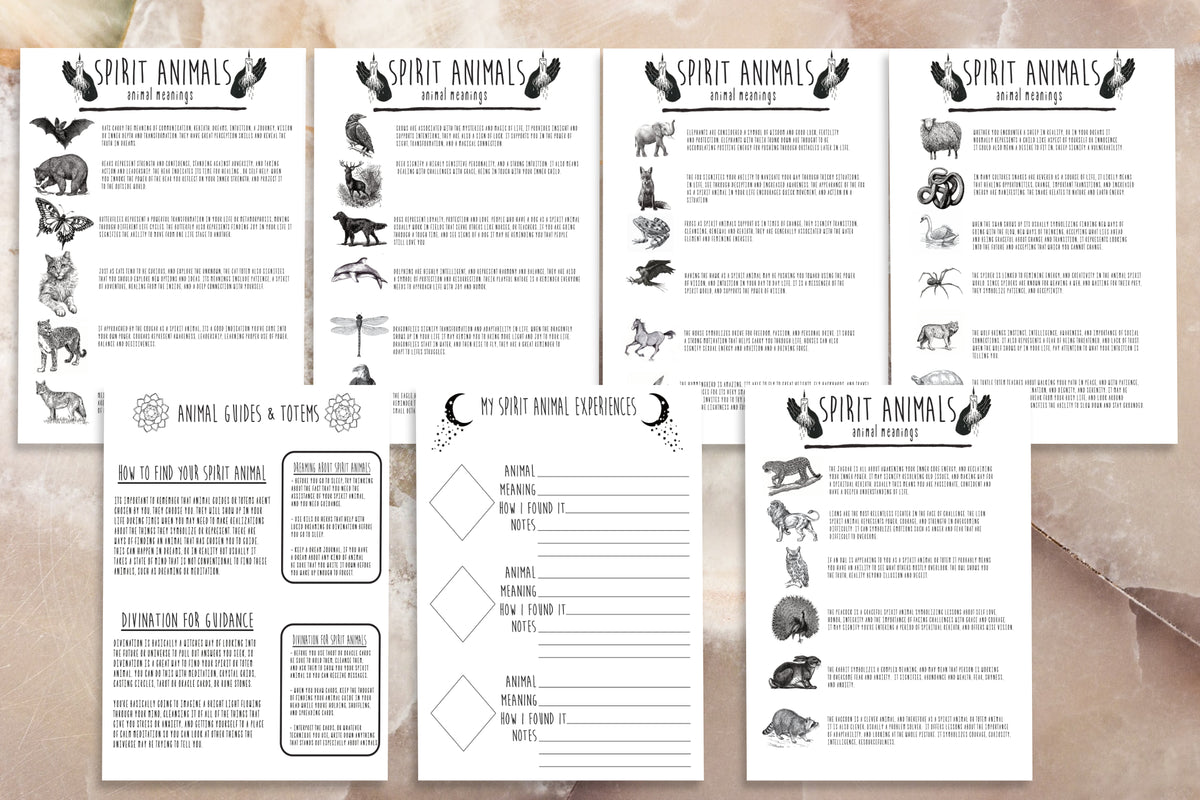 Spirit Animals Book Of Shadows Witchcraft Grimoire Printable Set ...