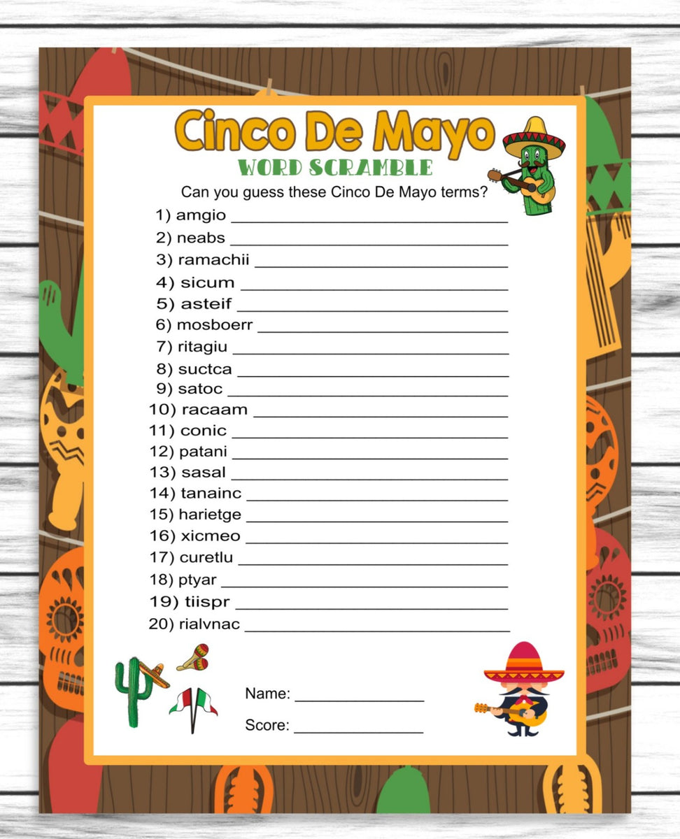Cinco De Mayo Word Scramble Game, Printable Kids Activity Sheet, Insta ...