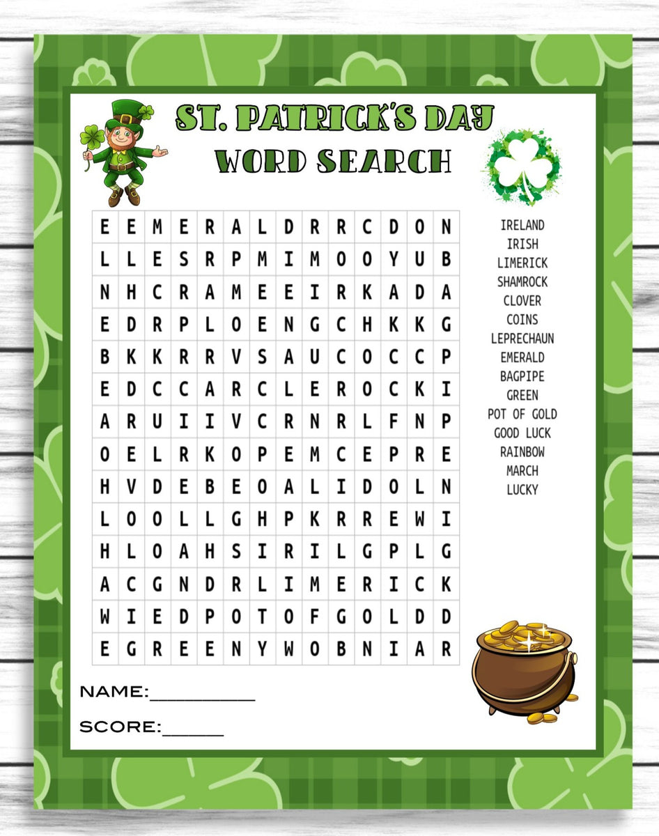 Saint Patricks Day Word Search Game, Word Find, St Patricks Day Party ...