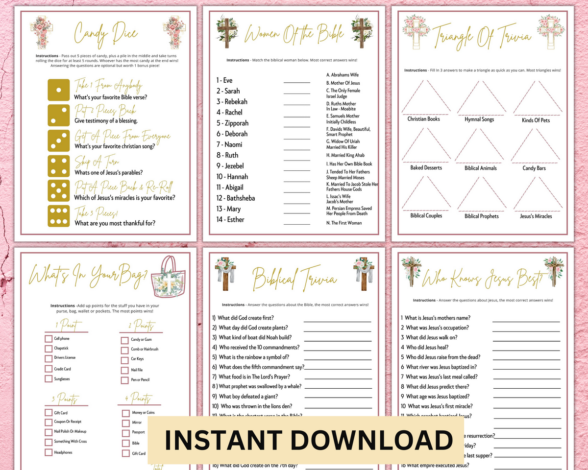 Printable Womens Ministry Games Bible Study Group Retreat Activities ...