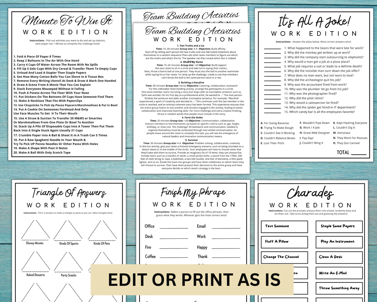 Editable Office Party Games | Work Party Games | Team Meeting | Work H ...