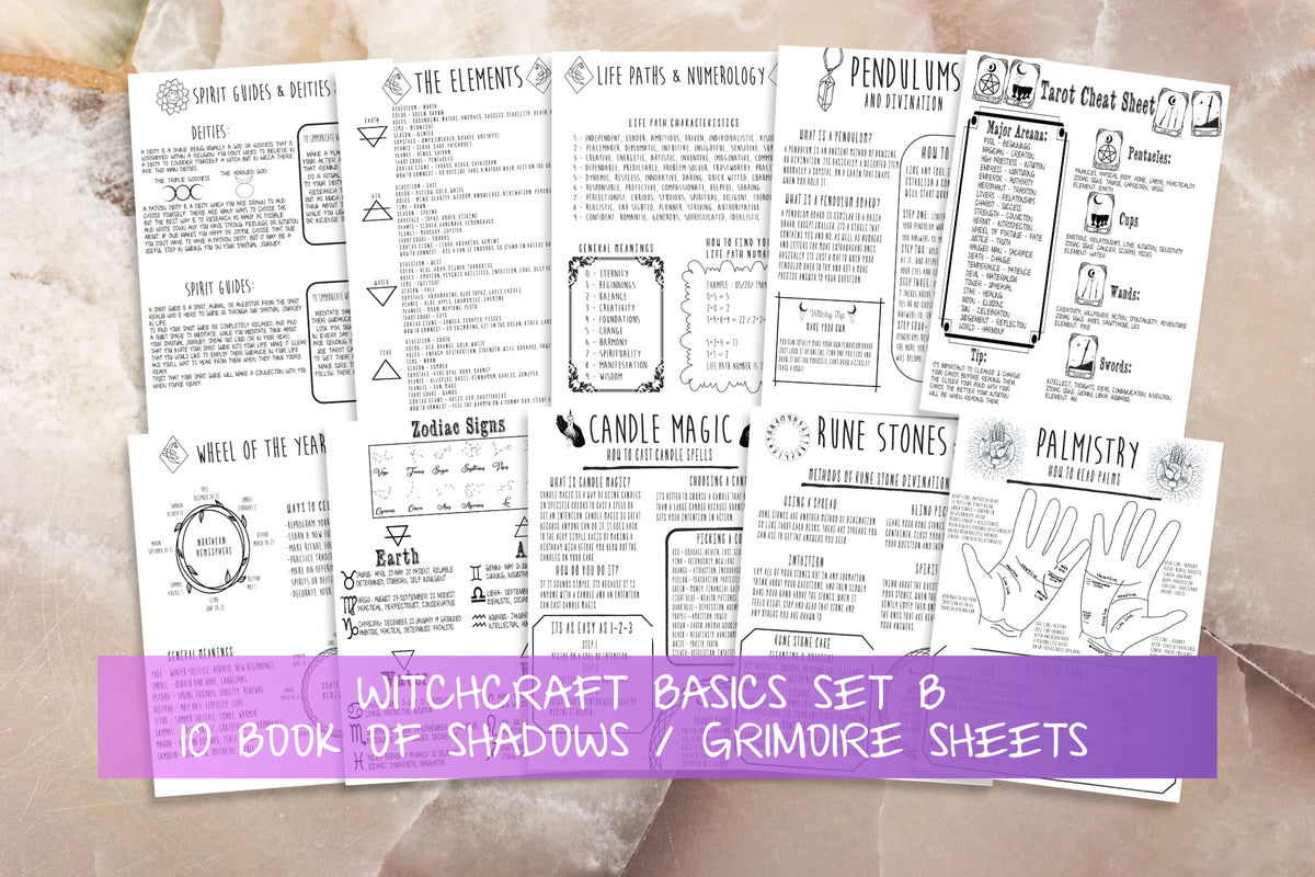 Witchcraft Book Of Shadows Pages Grimoire Printable Set B ...