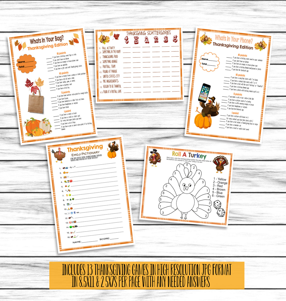 Printable Thanksgiving 13 Party Game Bundle | Friendsgiving Family Act ...