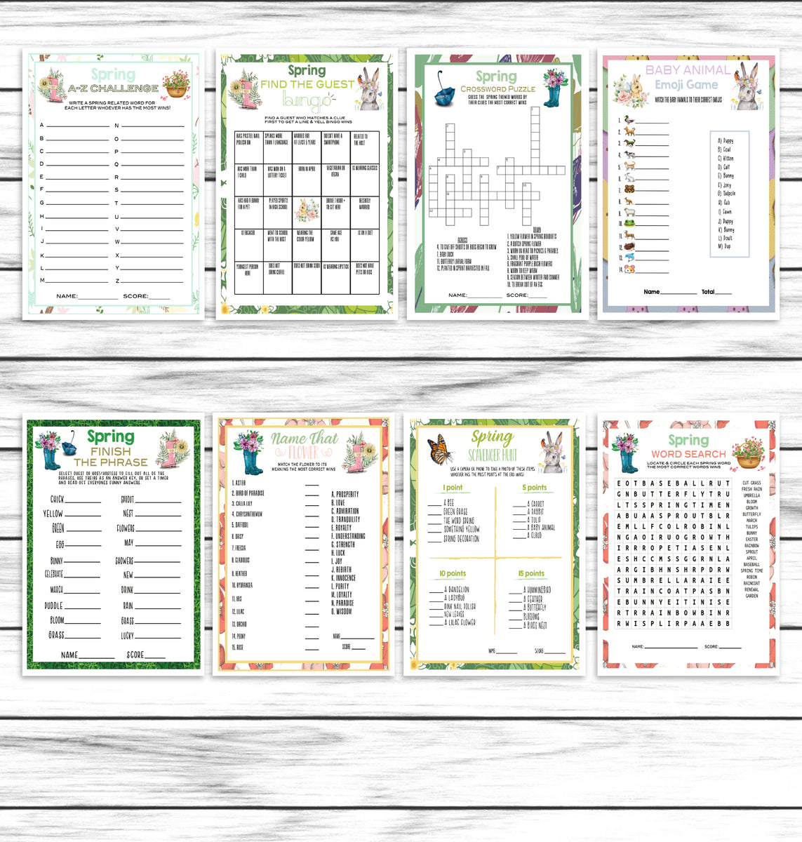 Spring Party Game Bundle, Kids Or Adults Spring Printable Or Virtual F ...