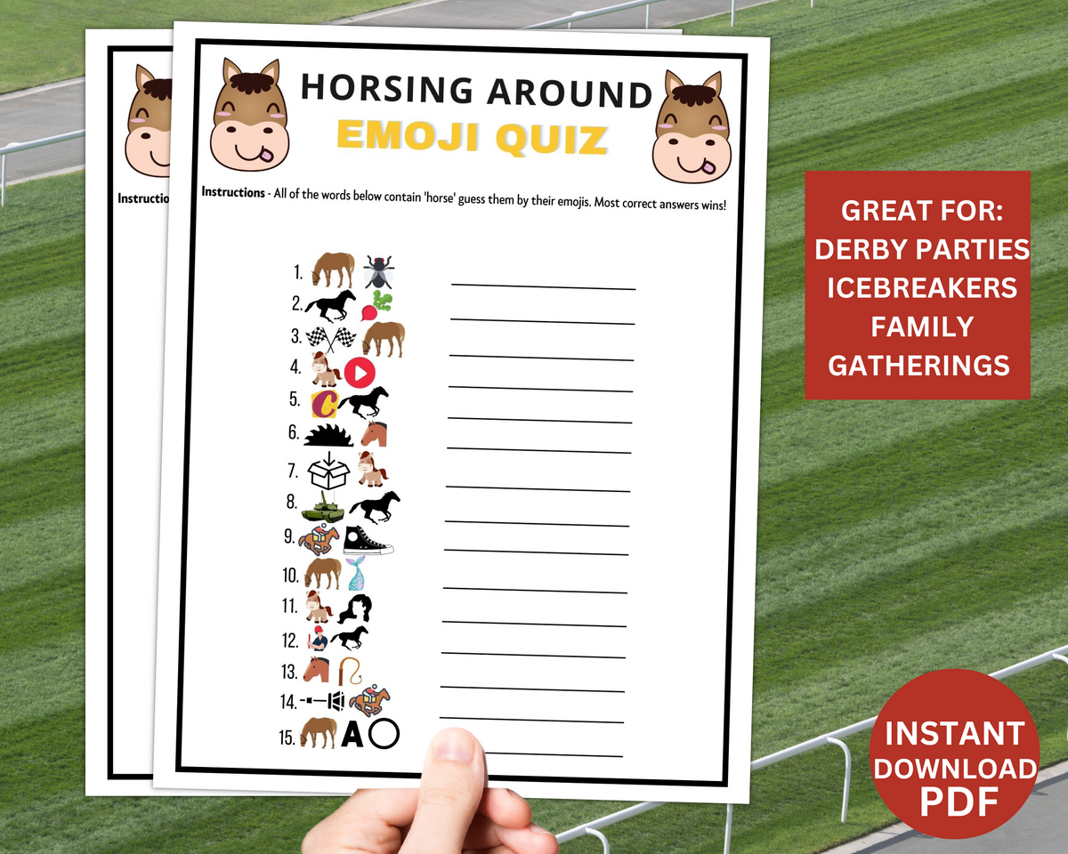 Printable Kentucky Derby Horse Words Emoji Trivia Game | Derby Party Q ...