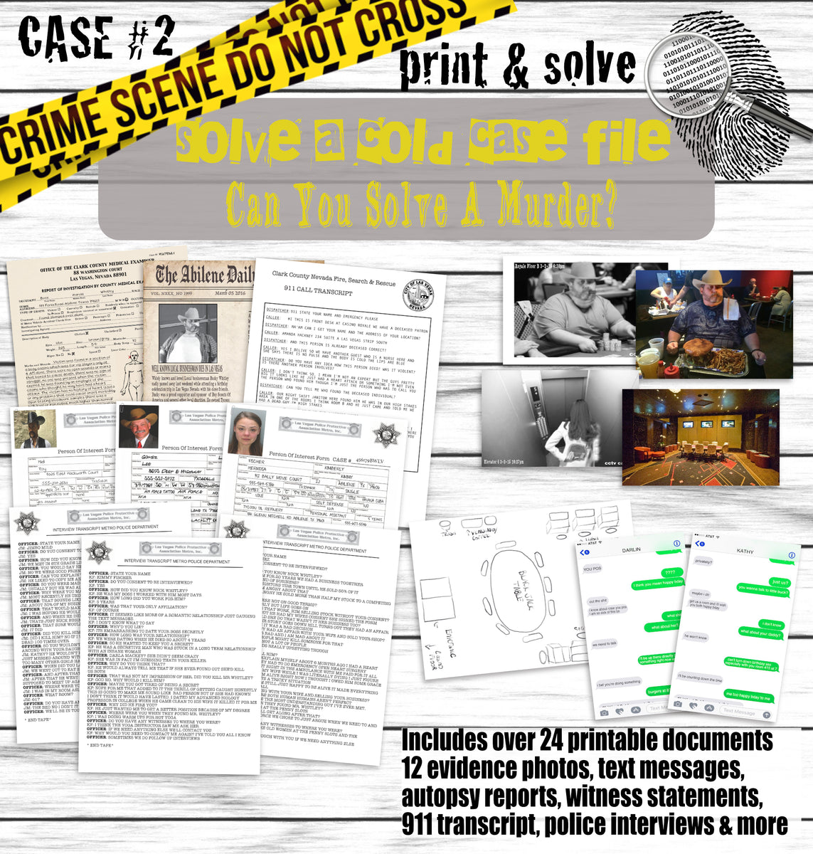 Murder Mystery Print And Solve At Home Cold Case File 2 Detective Game ...