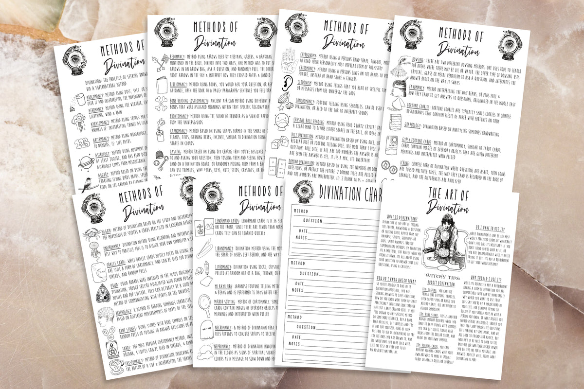 Divination Methods Book Of Shadows Witchcraft Grimoire Pages Printable ...