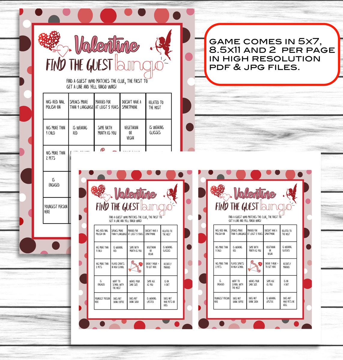 Valentines Day Party Family Game Set, Printable or Virtual Kids Adults ...