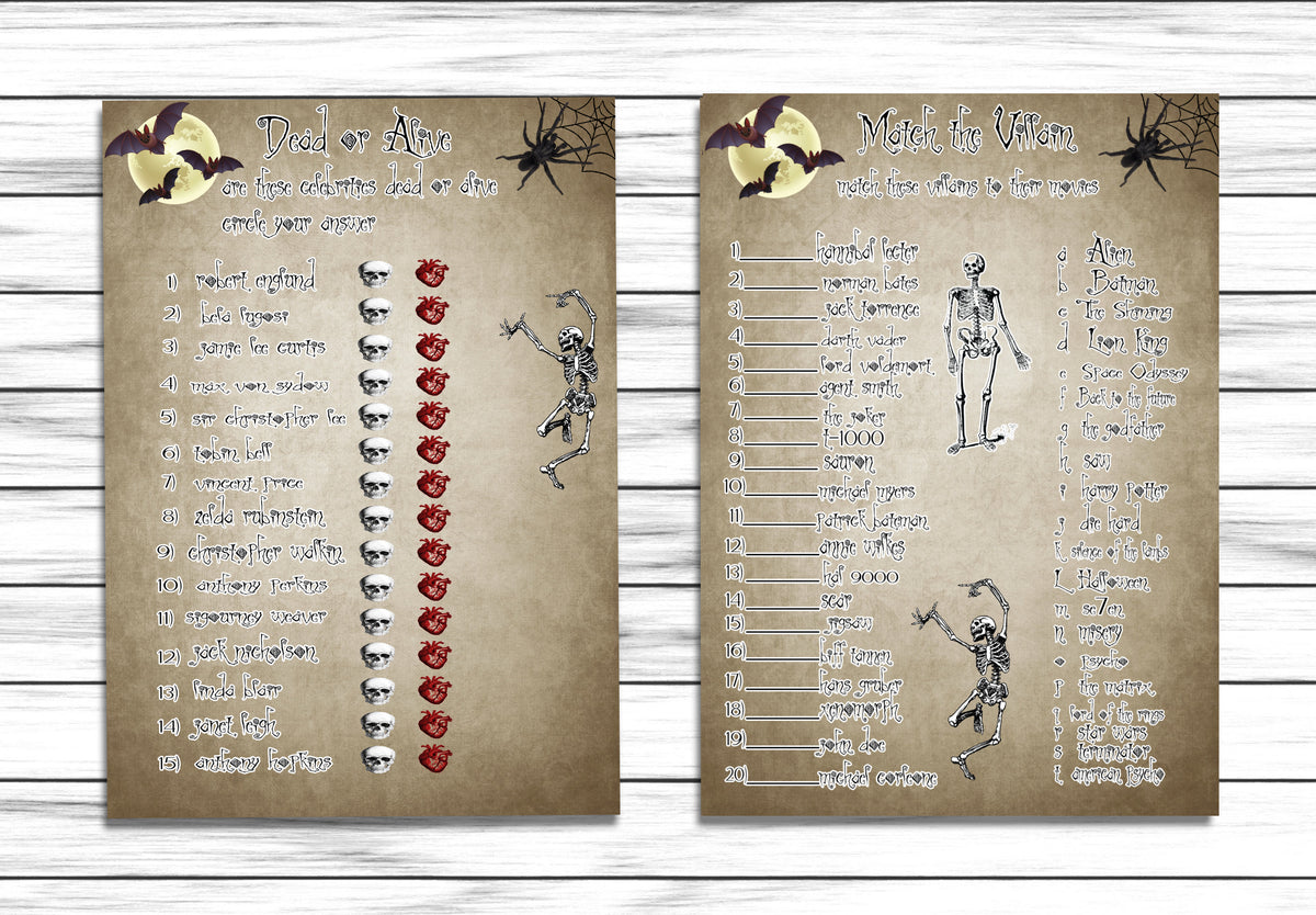 Halloween Costume Party Vintage Horror Trivia Games Bundle, Printable ...