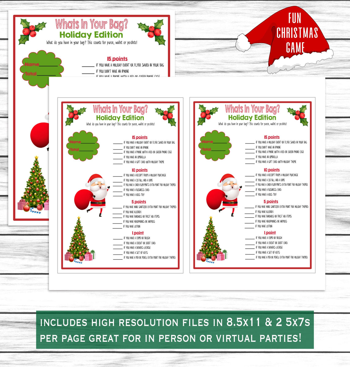 Christmas Whats in Your Purse Game, Printable Or Virtual Holiday Party ...