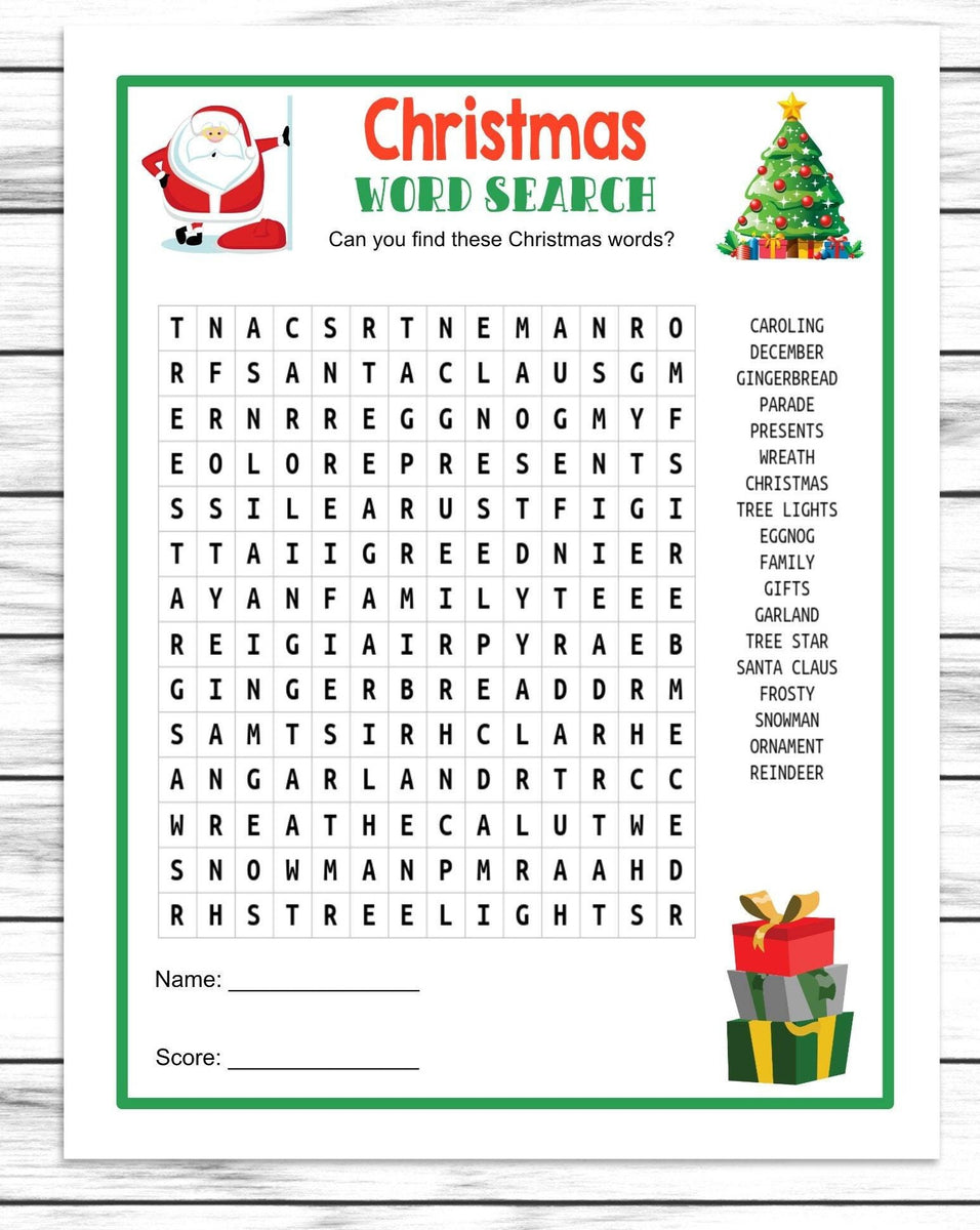 Christmas Word Search Game, Printable Or Virtual Holiday Party Game Fo ...