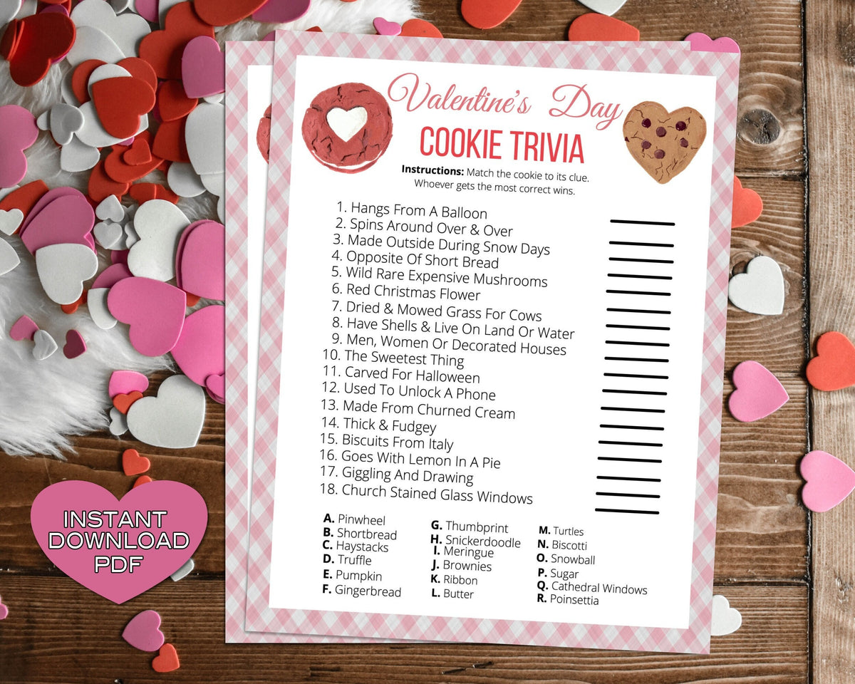 Cookie Quiz Trivia Game -Classroom Office Valentines Day Party Game Fo ...