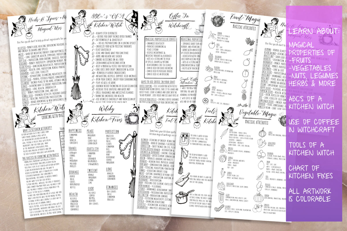 Kitchen Witch Book Of Shadows Witchcraft Grimoire Printable Set ...