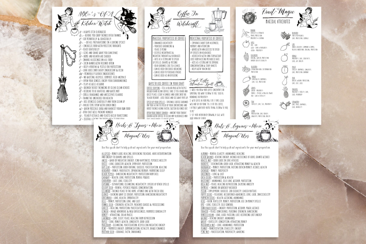 Kitchen Witch Book Of Shadows Witchcraft Grimoire Printable Set ...
