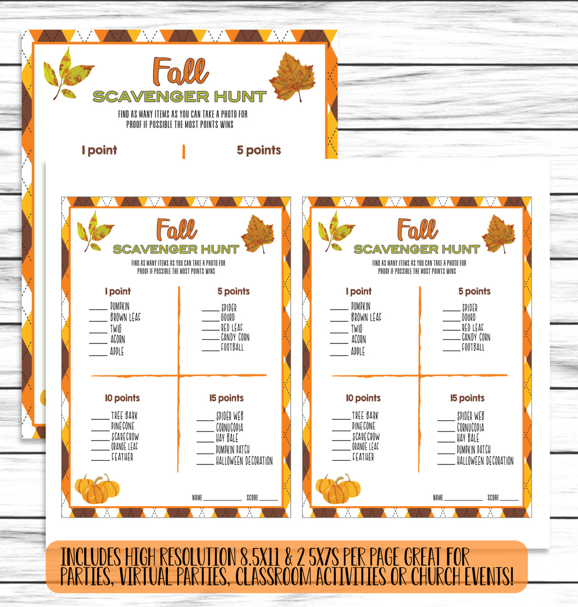 Fall Autumn Scavenger Hunt Game, Printable Or Virtual Classroom Activi ...