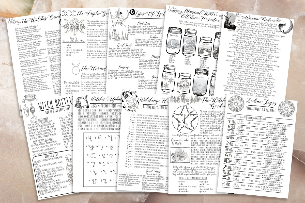 Witchcraft Book Of Shadows Pages Grimoire Printable Set F ...
