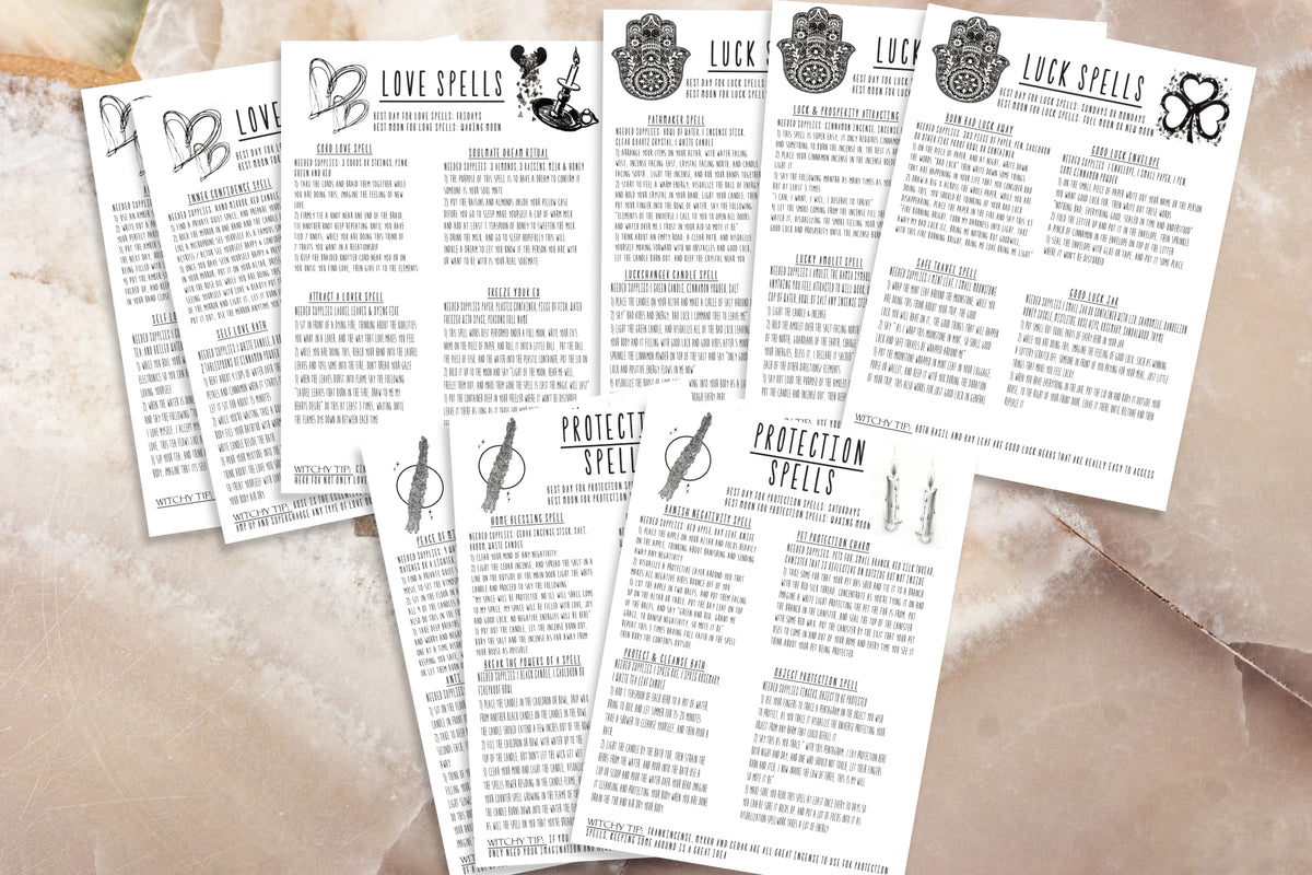 Spells Spellcasting Book Of Shadows Witchcraft Grimoire Pages Printabl ...