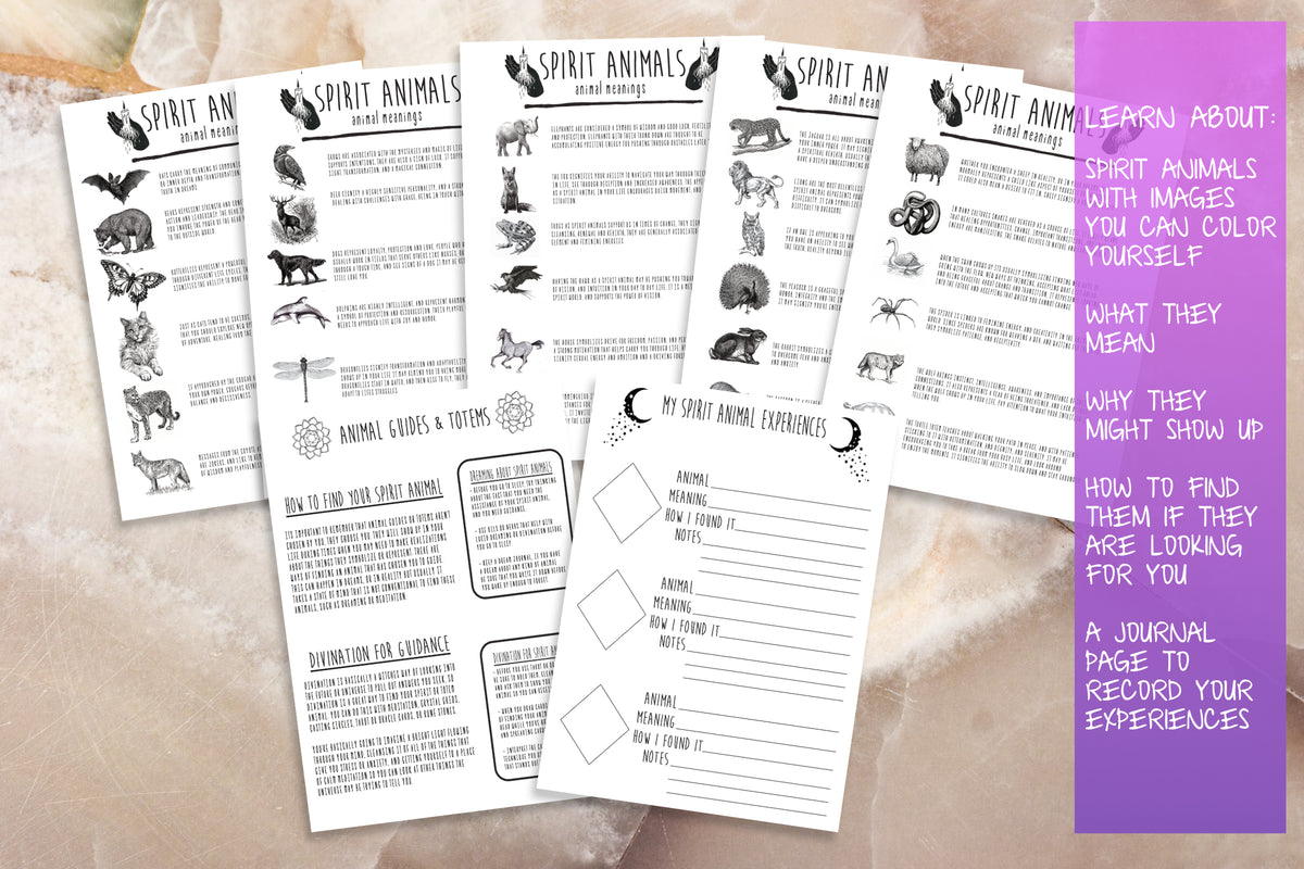 Spirit Animals Book Of Shadows Witchcraft Grimoire Printable Set ...